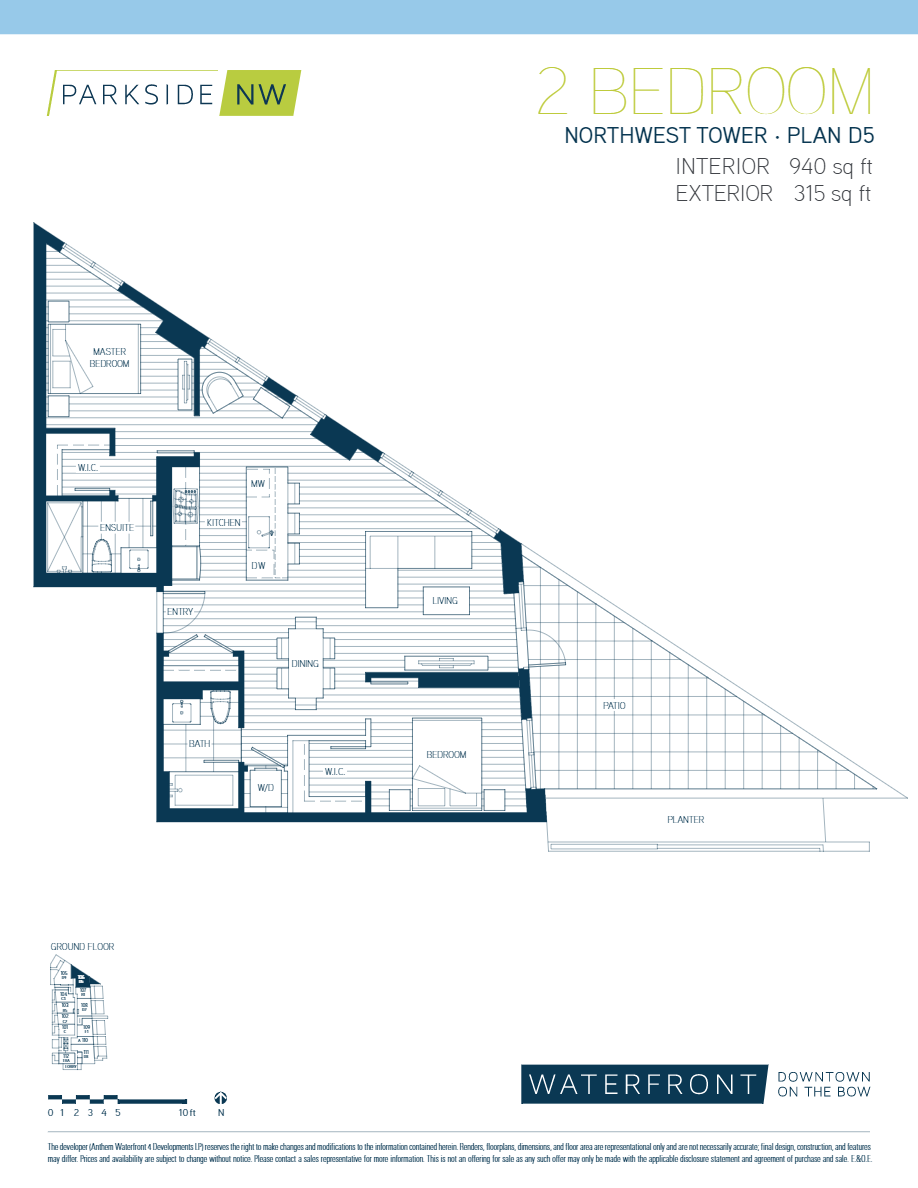 Waterfront Parkside North West Tower - D5 Floor Plan, Calgary AB | Livabl