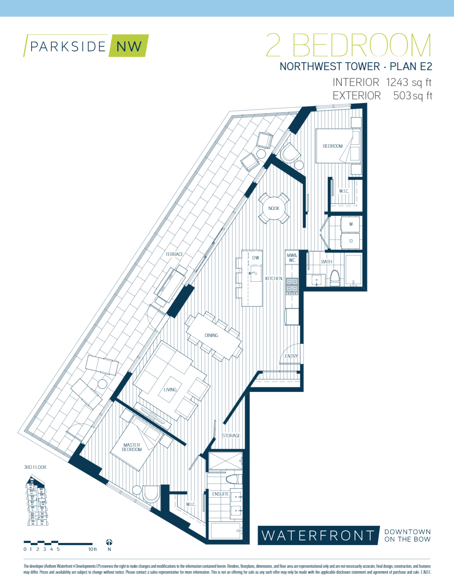 Waterfront Parkside North West Tower - E2 Floor Plan, Calgary AB | Livabl