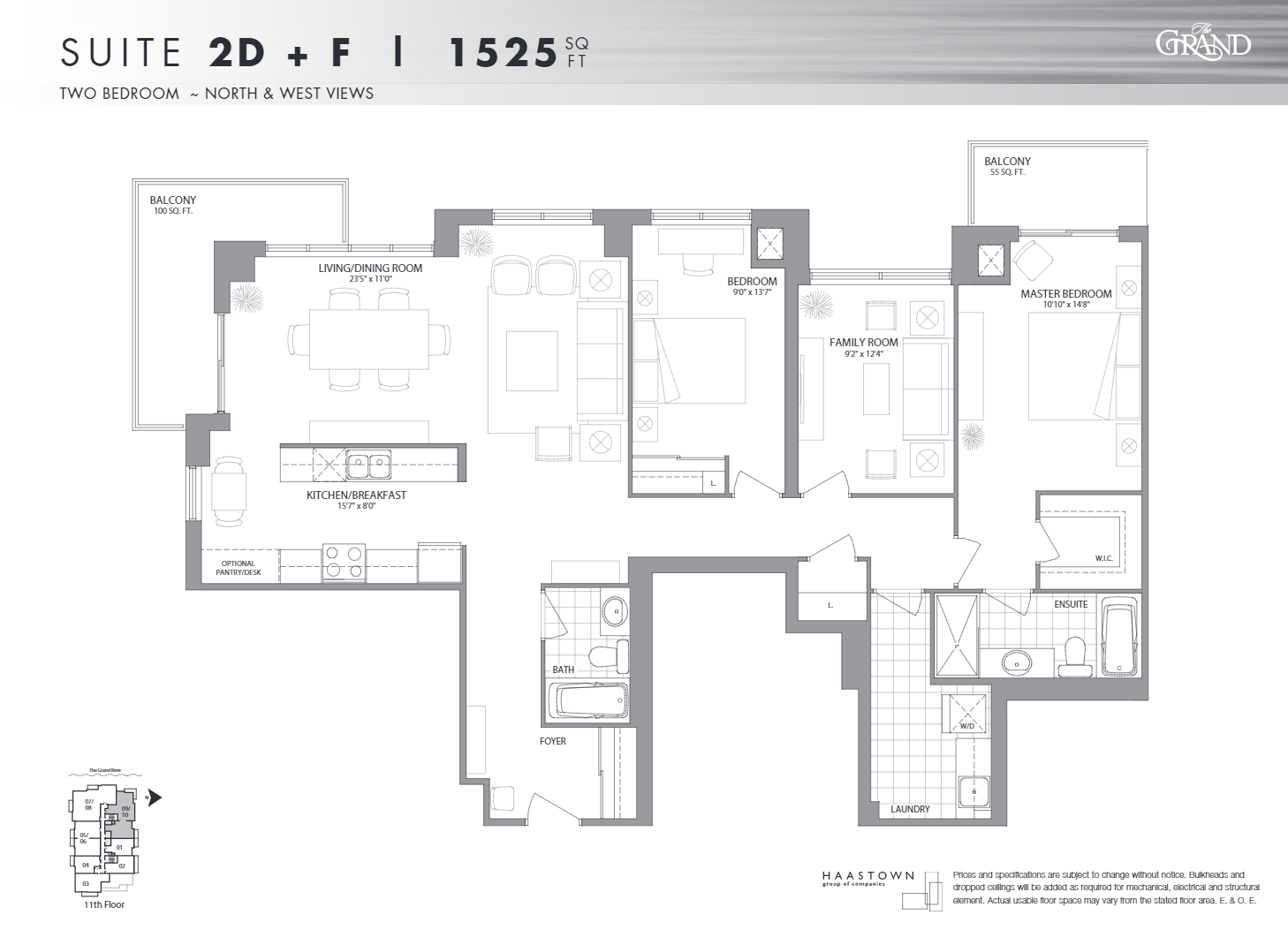 The Grand Condominiums at Waterscape | 2D+F | Floor Plans and Pricing