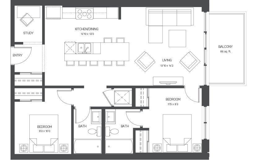 Ezra on Riley Park - CH02 Floor Plan, Calgary AB | Livabl