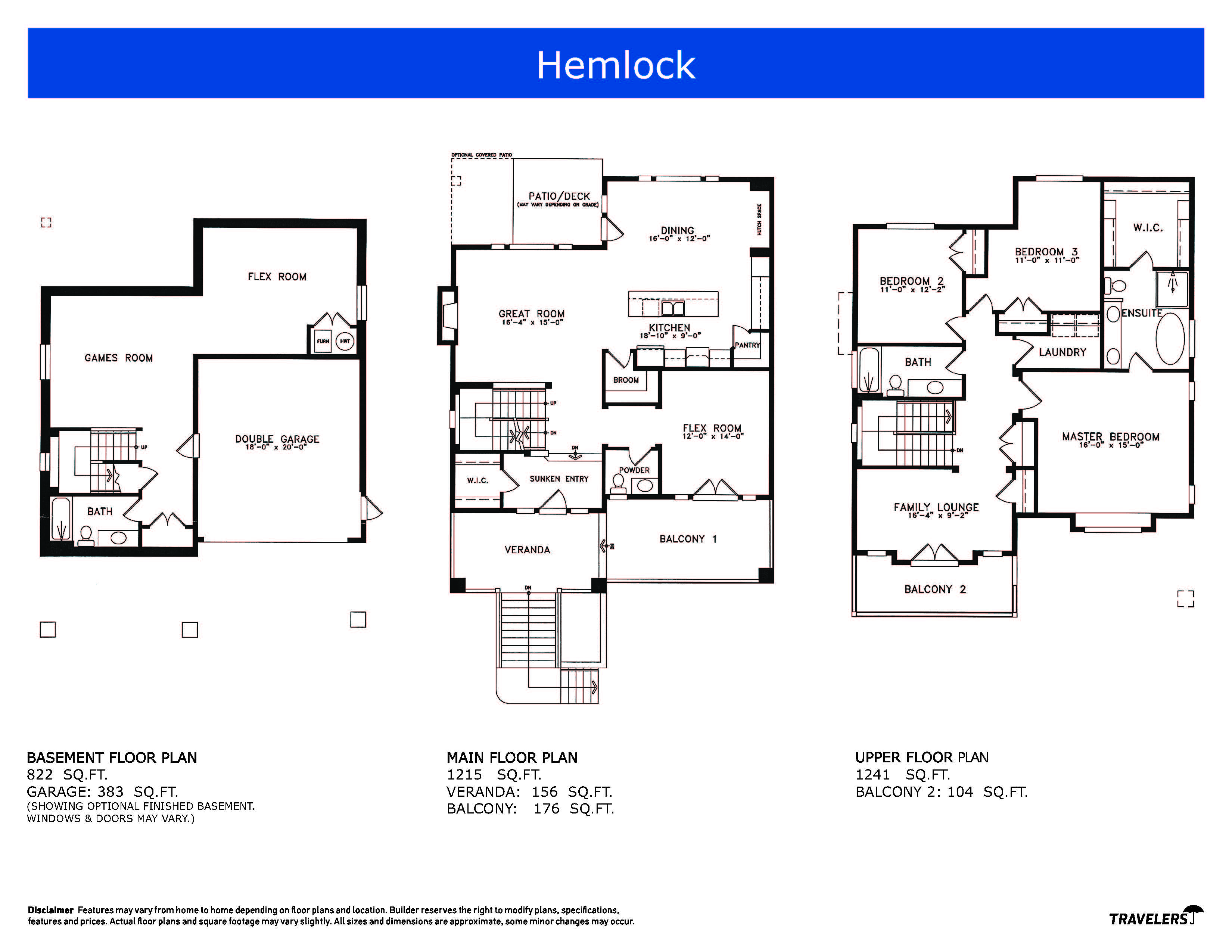Hemlock floor plan at Burke Mountain Heights in Coquitlam, BC