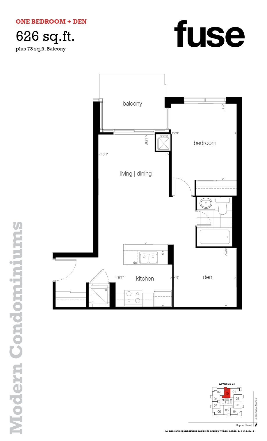Fuse Condos - 626 Floor Plan, Toronto ON | Livabl