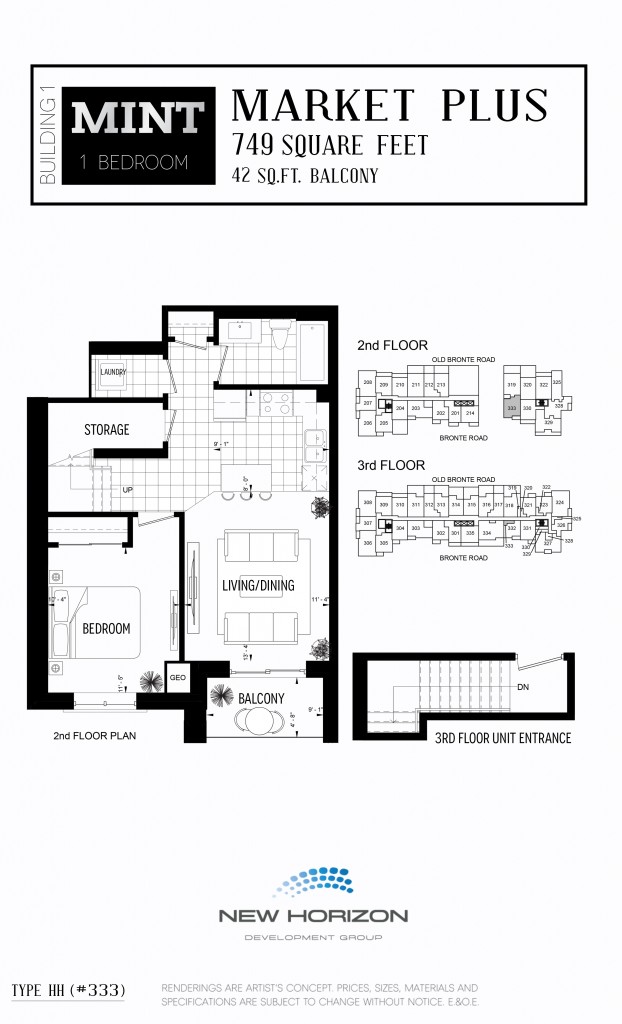 Market Plus floor plan at MINT Condos in Oakville, ON