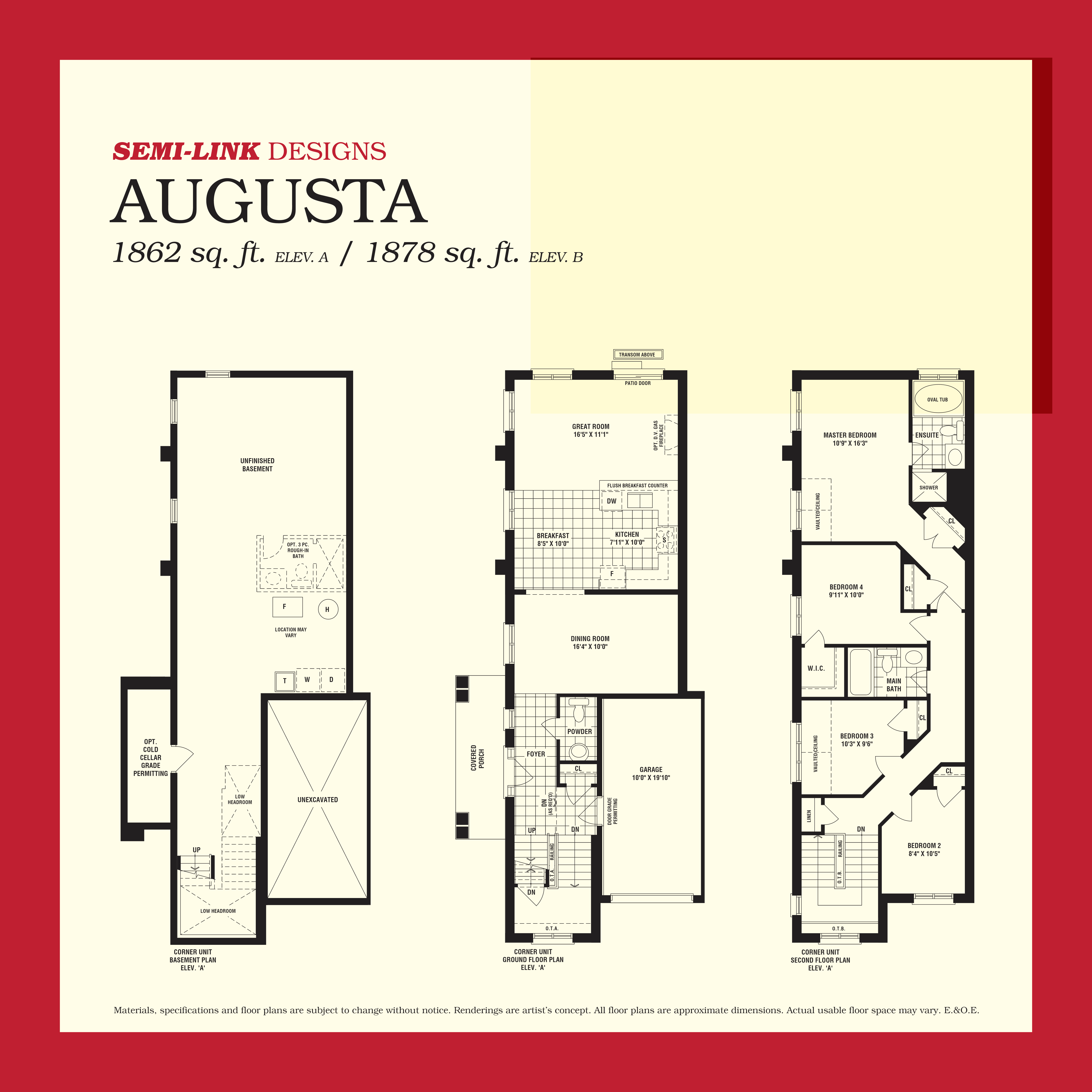 The Enclaves of Upper Canada | Augusta A | Floor Plans and Pricing