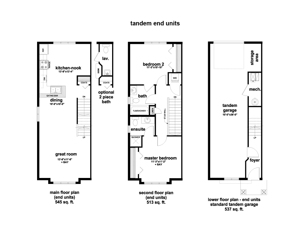 Radiance in Eaux Claires - Tandem End Unit Floor Plan, Edmonton AB | Livabl