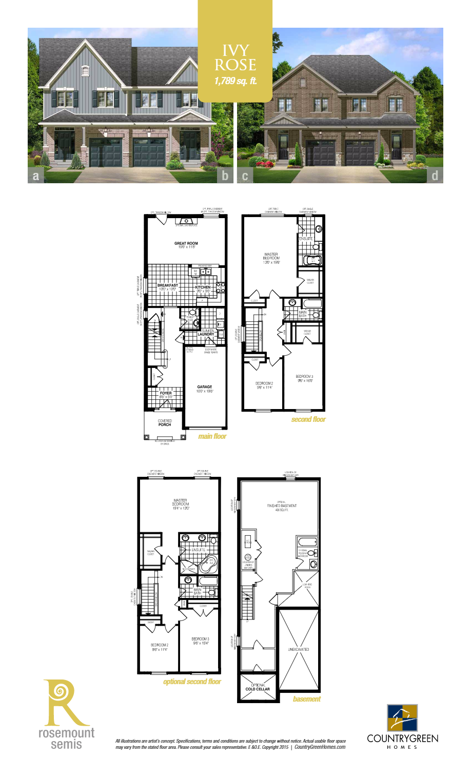 Rosemount Semis - Ivy Rose A/B Floor Plan, Kitchener ON | Livabl