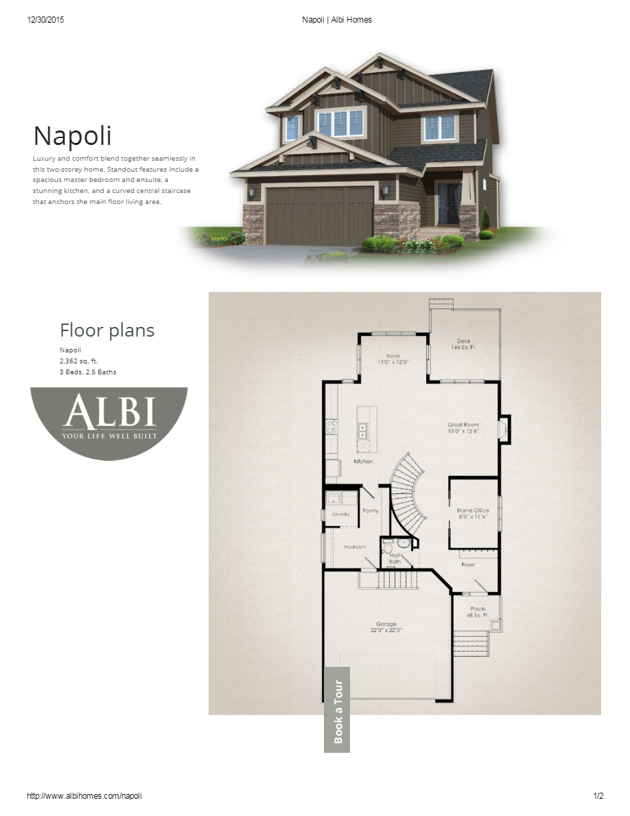 Auburn Bay - Napoli Floor Plan, Calgary AB | Livabl