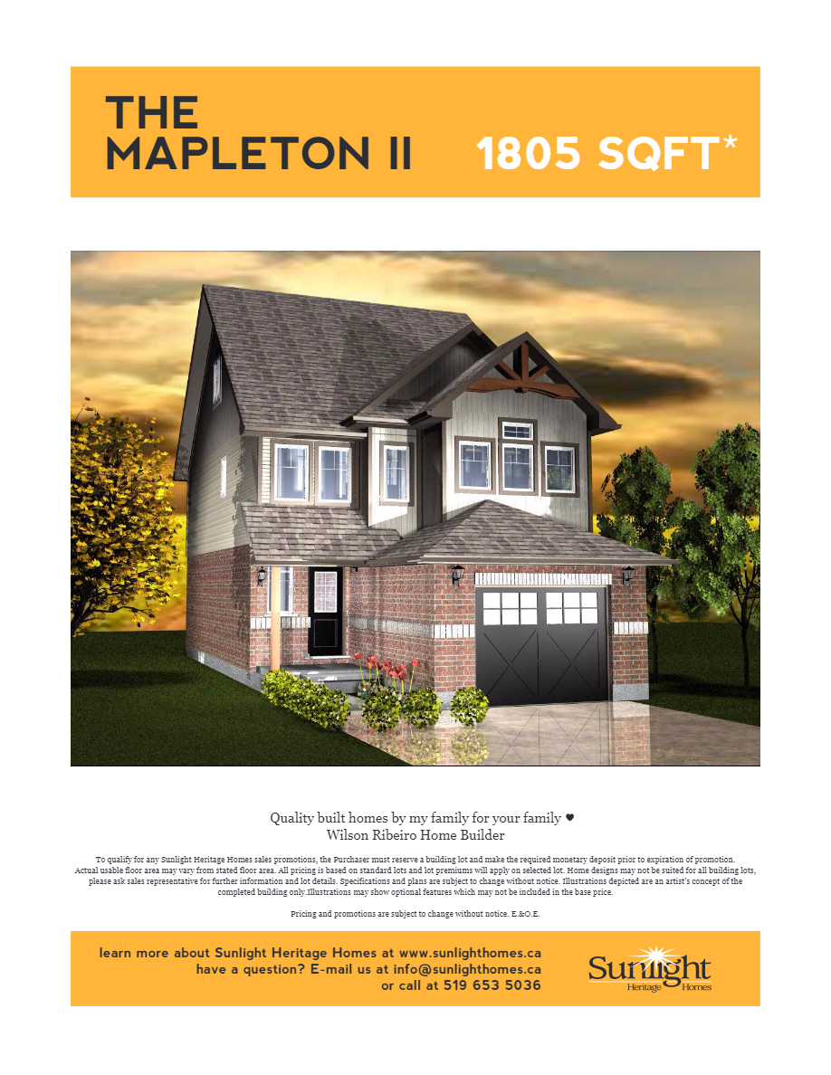 Grasslands of Stauffer Woods - The Mapleton II Floor Plan, Kitchener ON ...