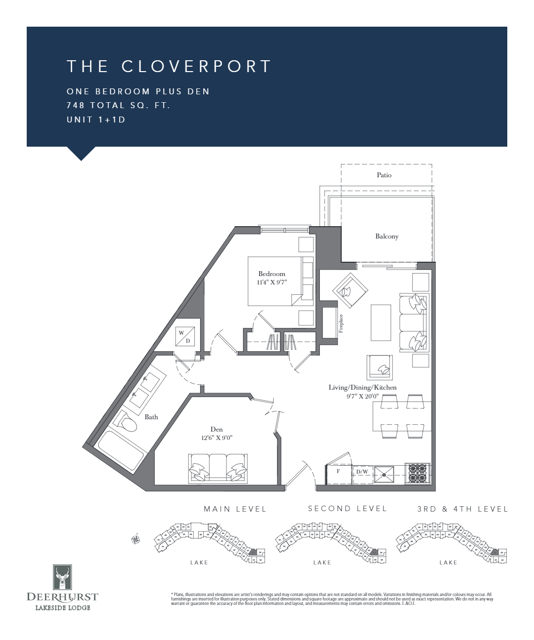 The Cloverport floor plan at Deerhurst Lakeside Lodge in Huntsville, ON