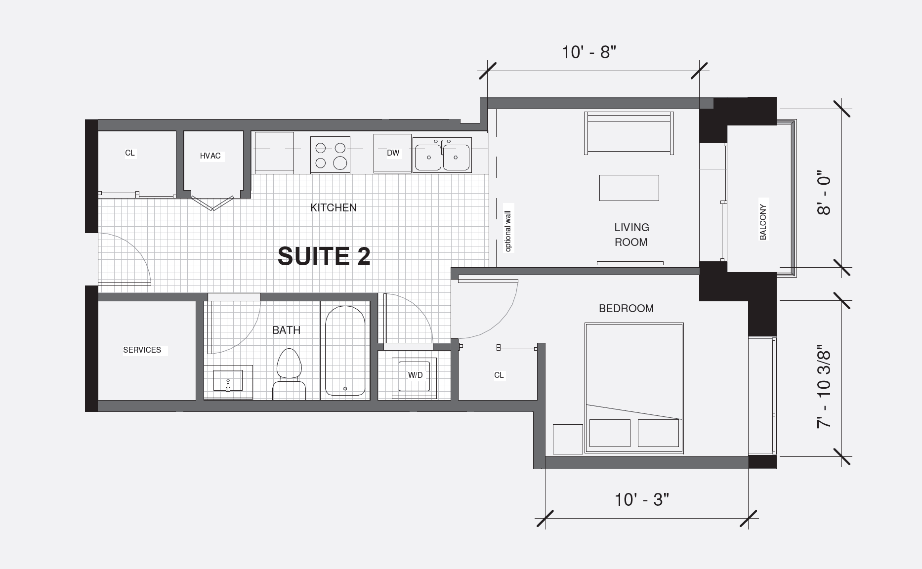 Model 2 floor plan at K2 Waterloo Condominiums in Waterloo, ON