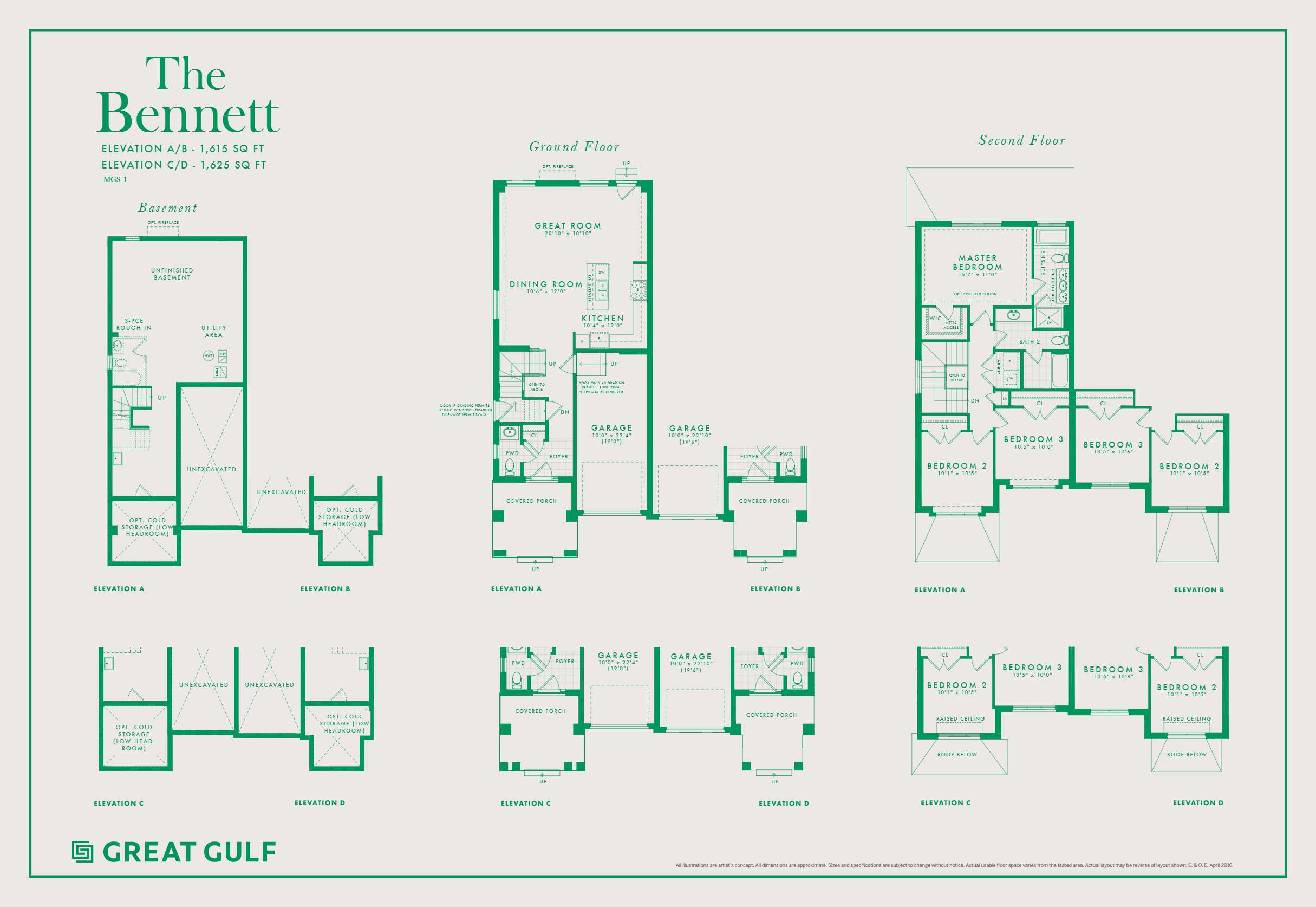 The Bennett floor plan at Arbor Peaks in Milton, ON
