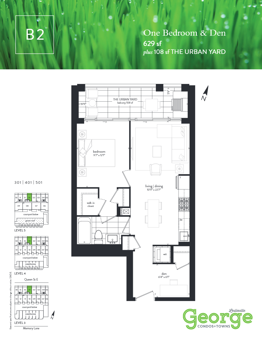 B2 floor plan at George Condos & Towns in Toronto, ON
