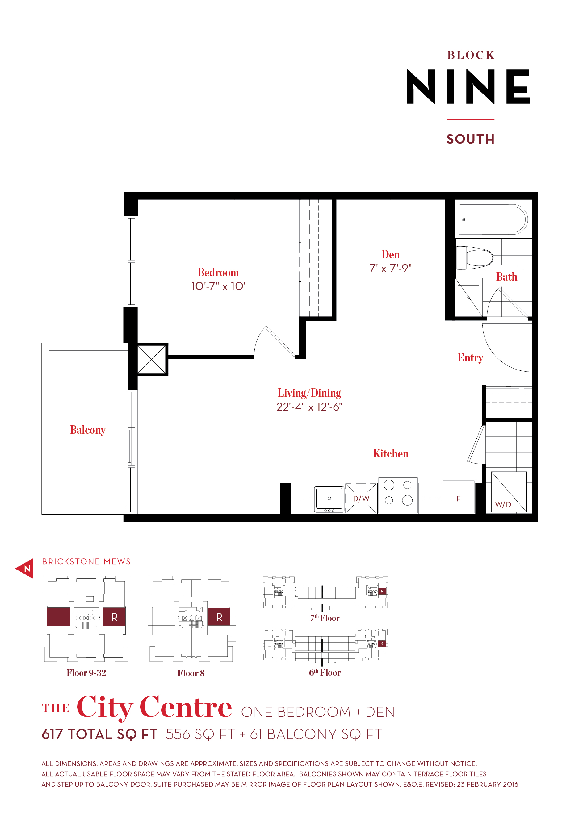 Block Nine: The North Tower + The South Tower - City Centre Floor Plan ...