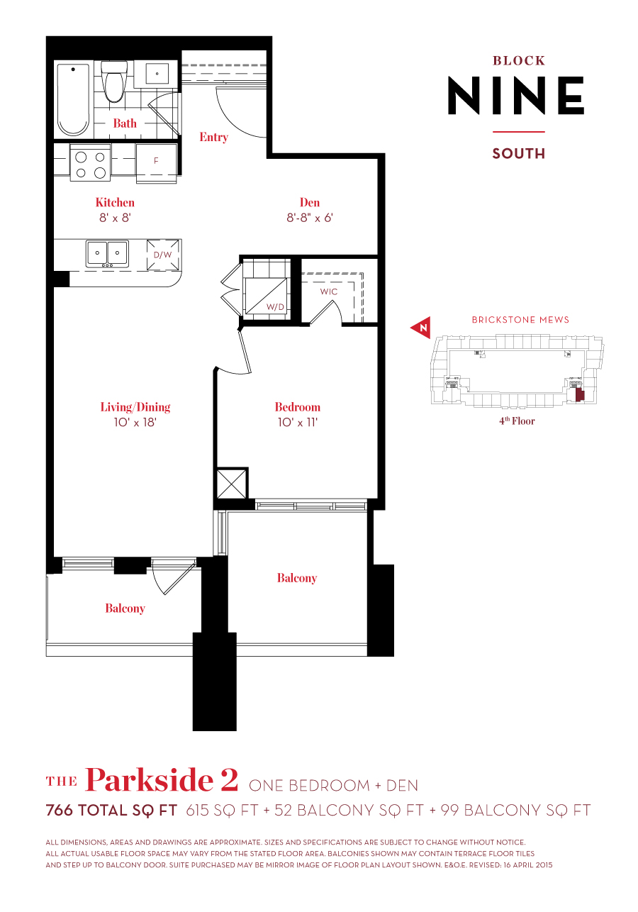 Block Nine: The North Tower + The South Tower - Parkside 2 Floor Plan ...