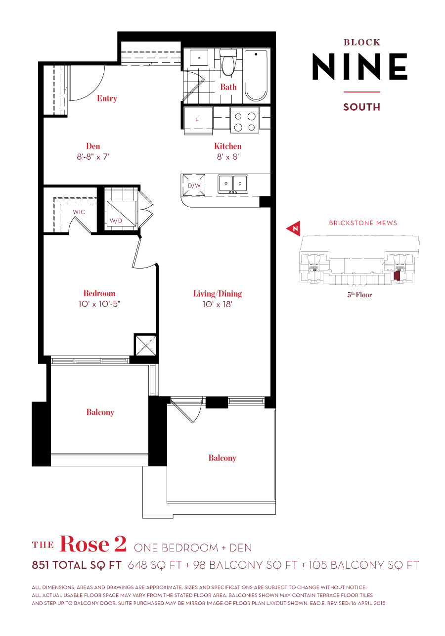 Rose 2 floor plan at Block Nine: The North Tower + The South Tower in ...