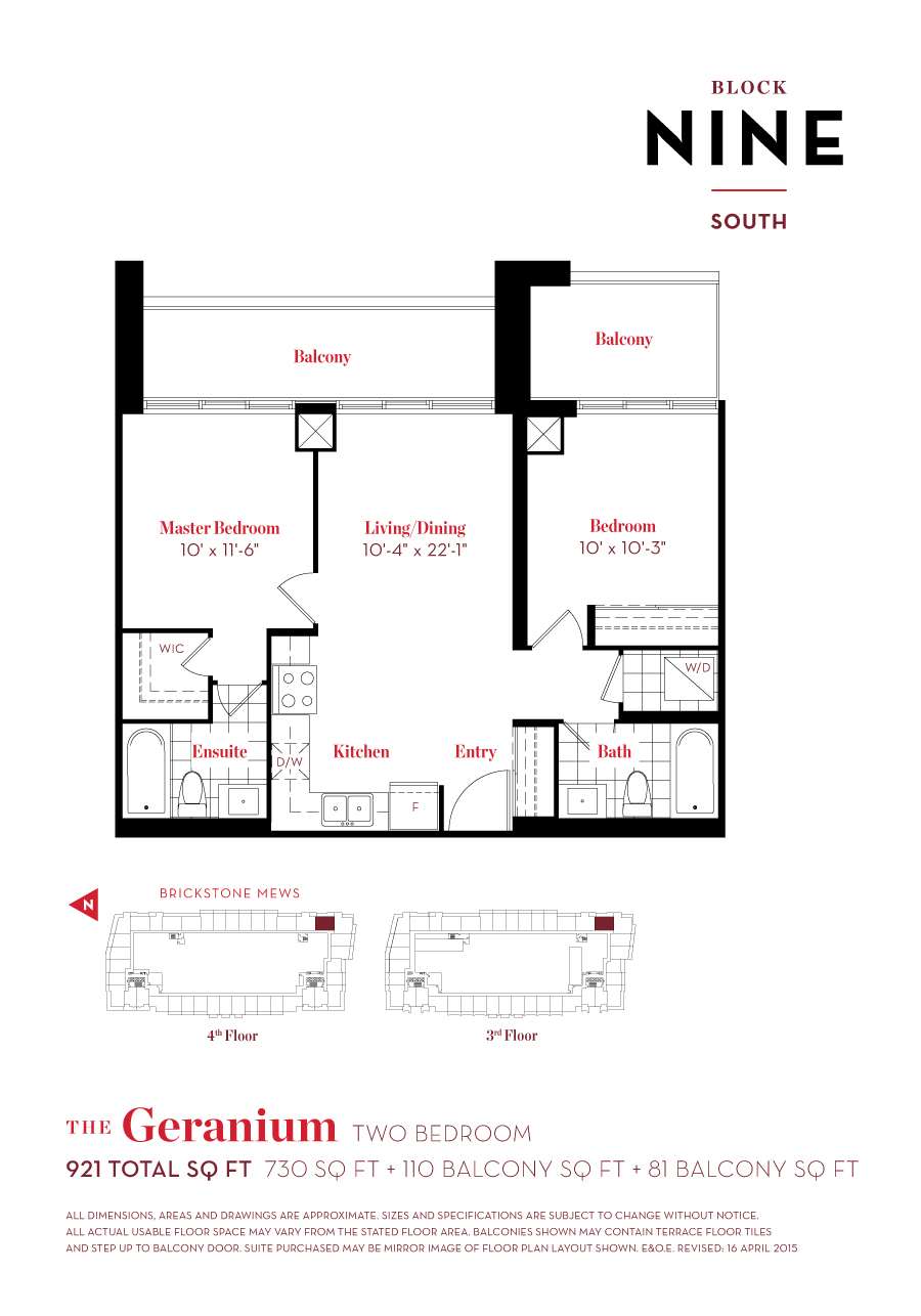 Block Nine: The North Tower + The South Tower - Geranium Floor Plan ...