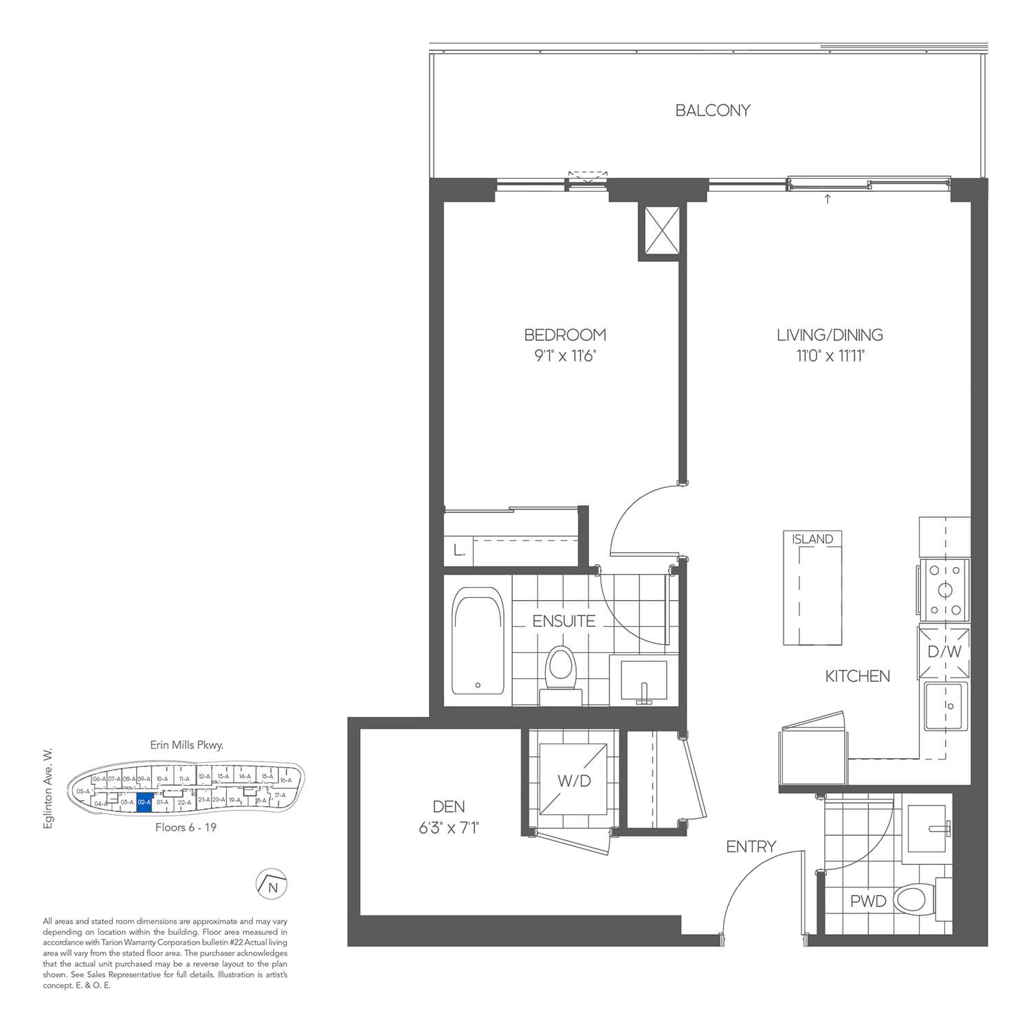 Arc Condominiums - The Cyan Floor Plan, Mississauga ON | Livabl