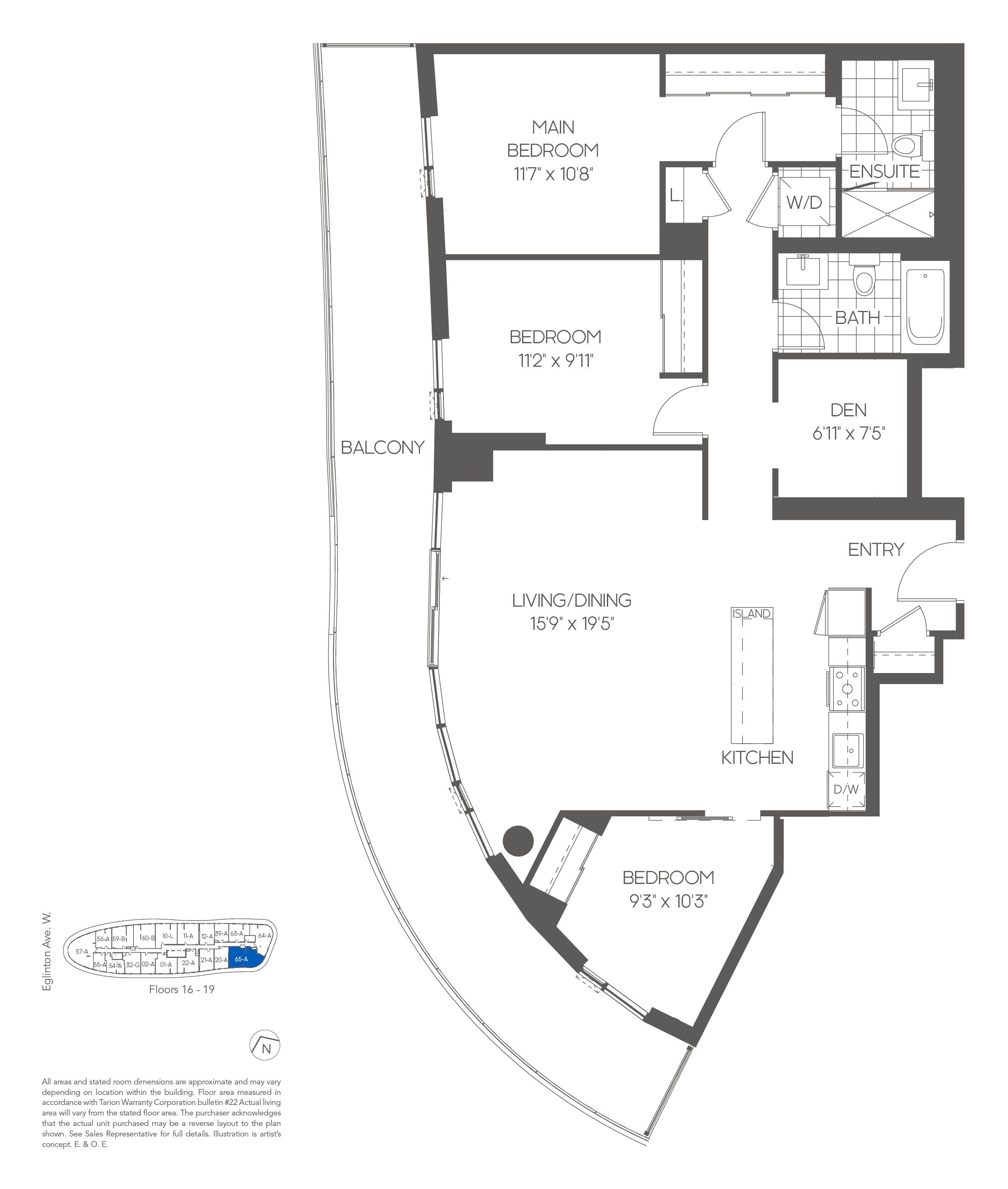 Arc Condominiums - The Diamond Floor Plan, Mississauga ON | Livabl