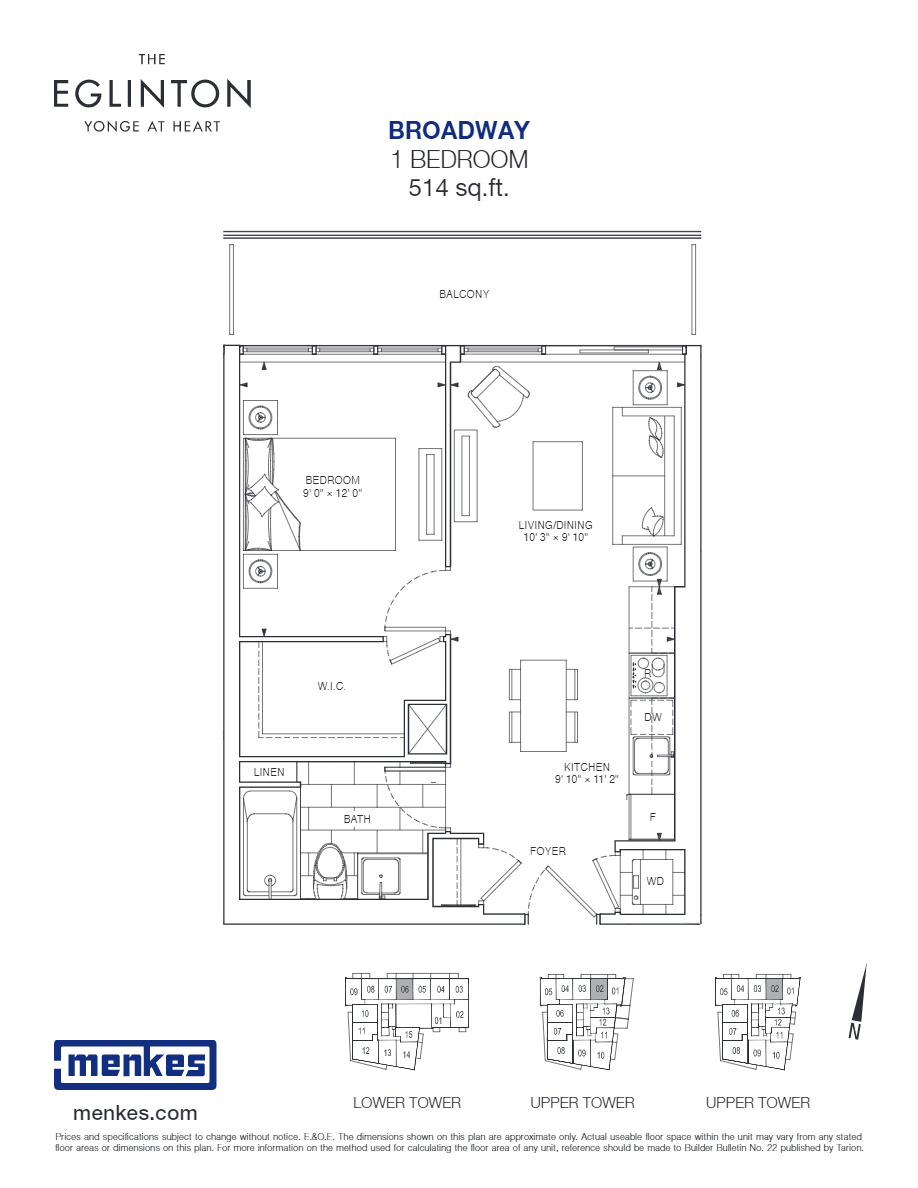Broadway floor plan at The Eglinton Condos in Toronto, ON