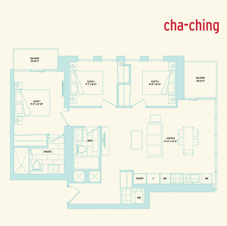 Sonic - Cha-Ching Floor Plan, Toronto ON | Livabl