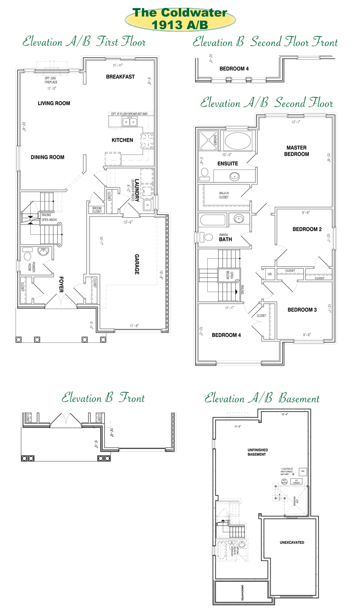 The Coldwater floor plan at Professor's Walk in Orillia, ON