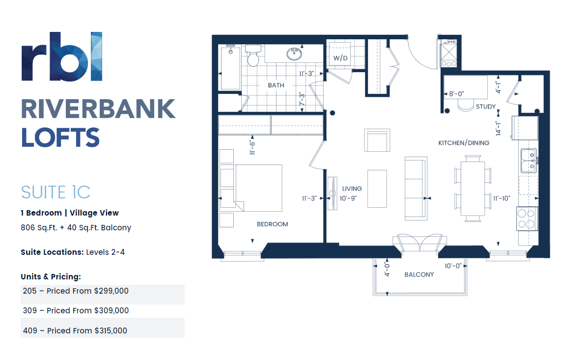 Riverbank Lofts | 1C | Floor Plans and Pricing