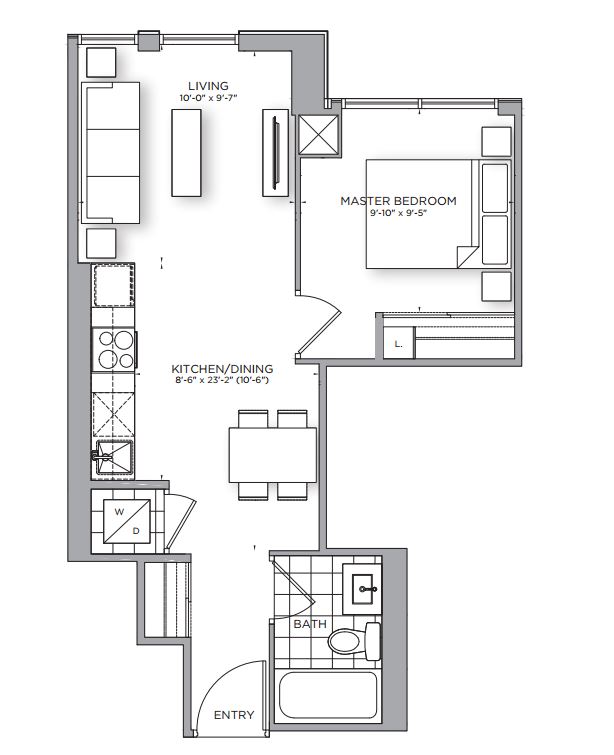 159SW Condominiums - A-490 Floor Plan, Toronto ON | Livabl
