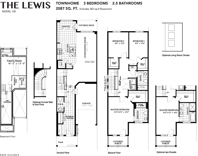 The Lewis floor plan at Rathwell Landing in Ottawa, ON