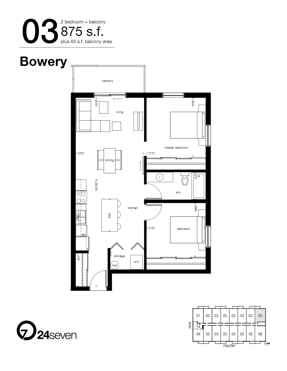 Bowery floor plan at 24seven in Winnipeg, MB