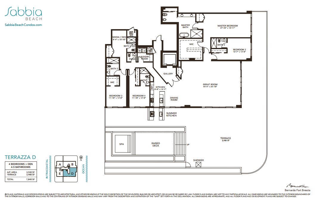 Terrazza D floor plan at Sabbia Beach in Pompano Beach, FL