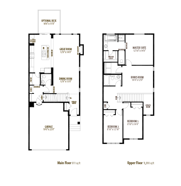 Huntington floor plan at Hawks Ridge in Edmonton, AB