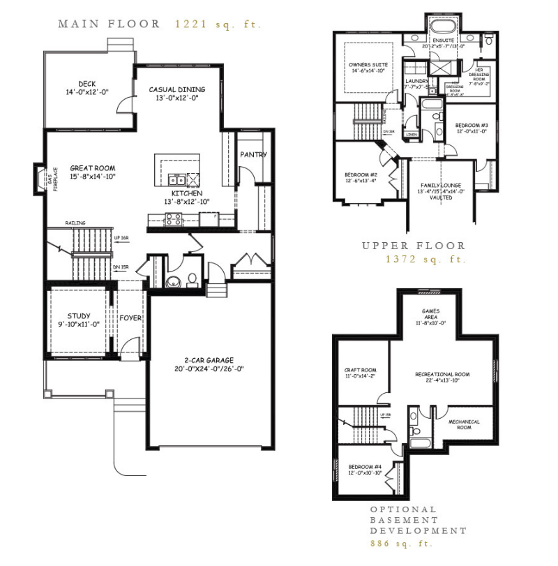 Sutton floor plan at Jensen Lakes in St. Albert, AB