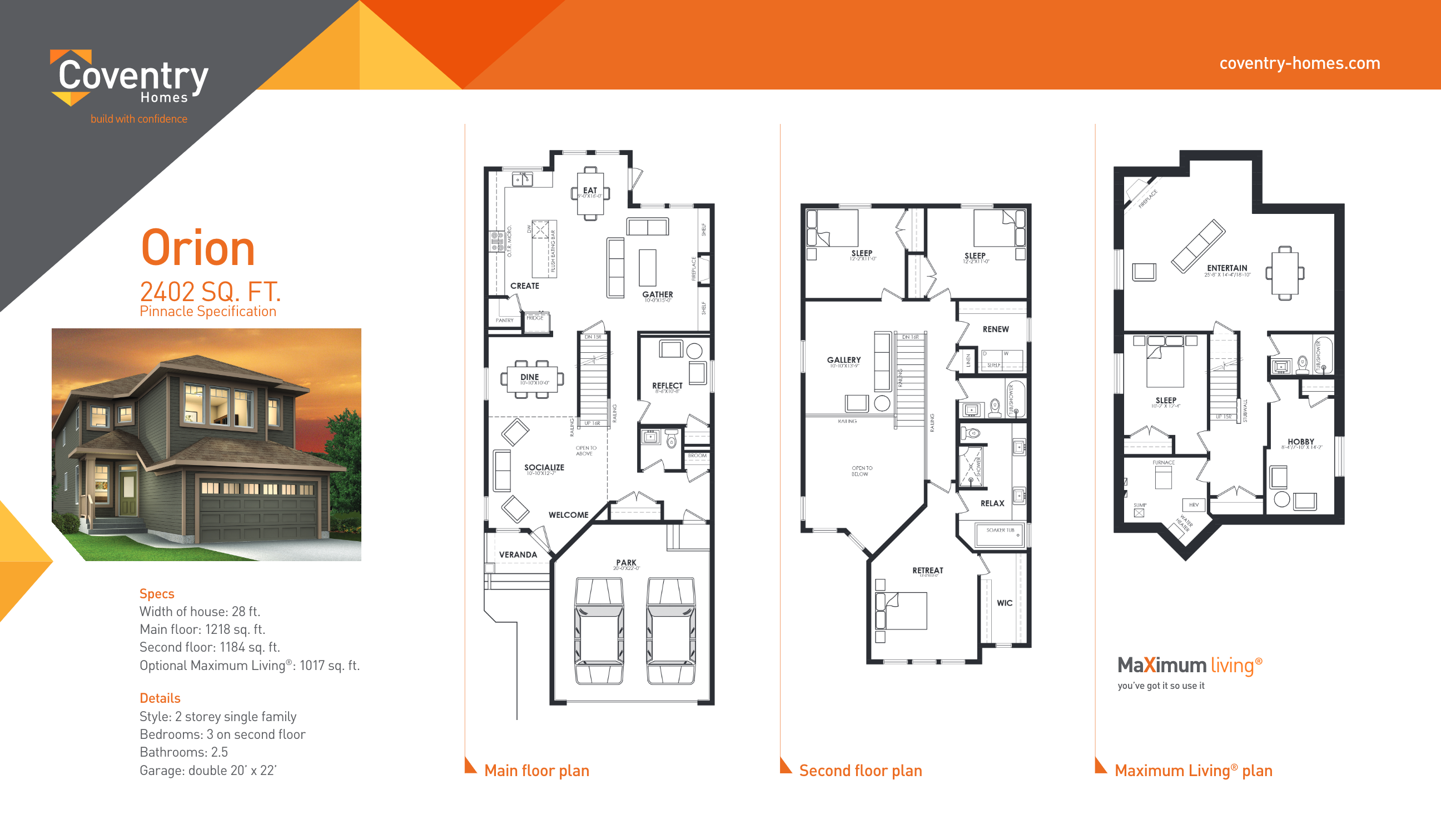 The Terrace at Schonsee - Orion Floor Plan, Edmonton AB | Livabl