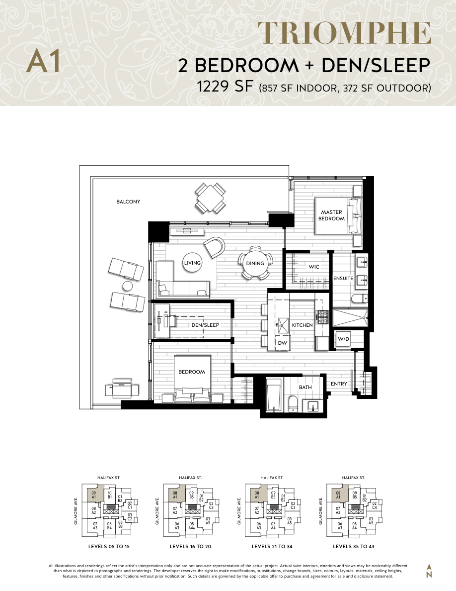 Triomphe - A1 Floor Plan, Burnaby BC | Livabl