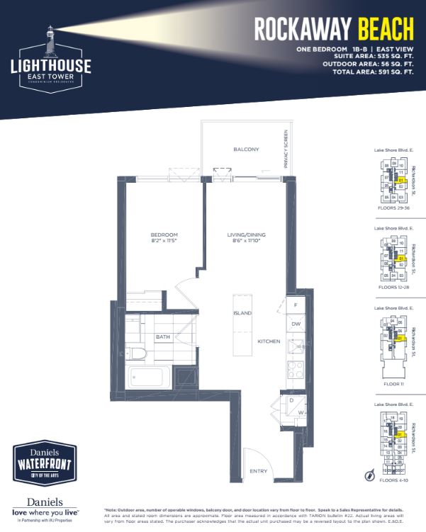 Lighthouse East Tower - Rockaway Beach Floor Plan, Toronto ON | Livabl