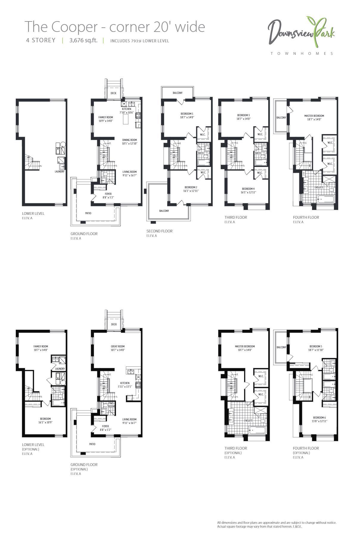 Downsview Park Towns | The Cooper - Corner 20' Wide | Floor Plans and ...