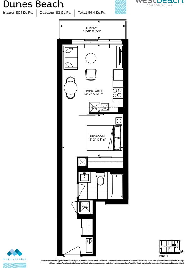 WestBeach Condominiums - Dunes Floor Plan, Toronto ON | Livabl
