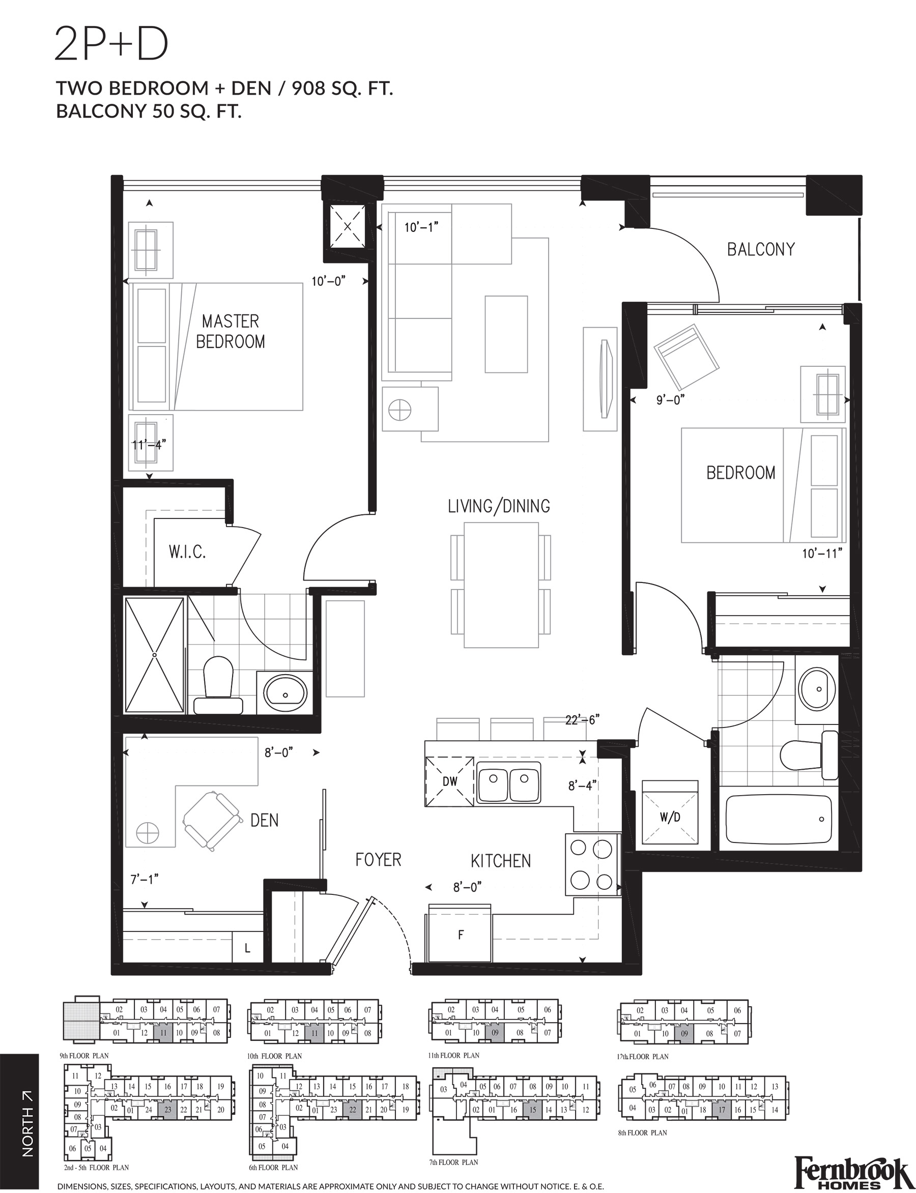 2P+D floor plan at Art on Main in Milton, ON