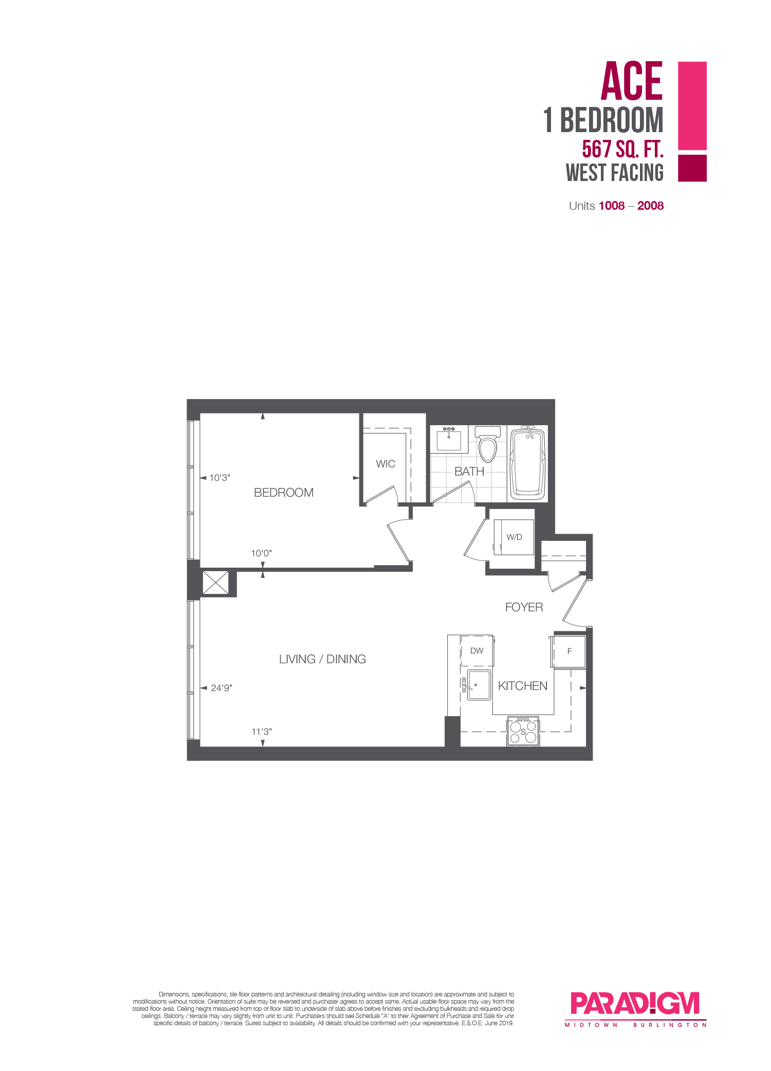 Paradigm Condos - Ace Floor Plan, Burlington ON | Livabl