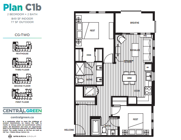 Central Green - C1B Floor Plan, Kelowna BC | Livabl