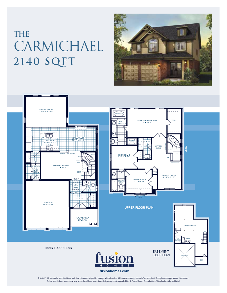Explorers Walk by Fusion Homes - Carmichael Floor Plan, Kitchener ON ...