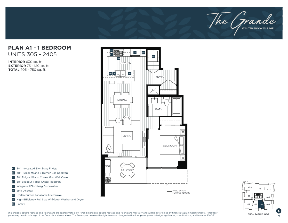 A1 floor plan at The Grande at Suter Brook Village - West Tower in Port ...
