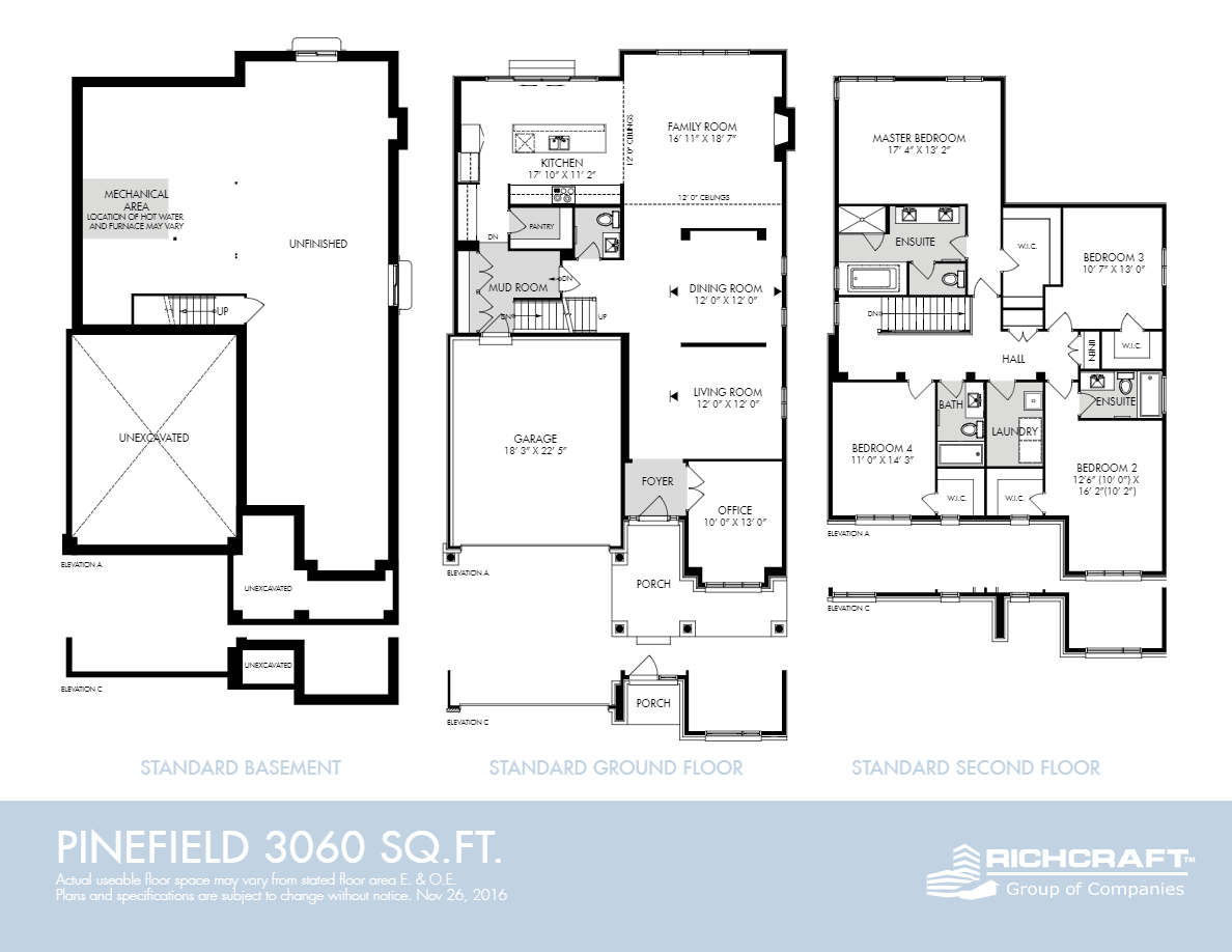 Pinefield floor plan at Riverside South (Richcraft) in Ottawa, ON