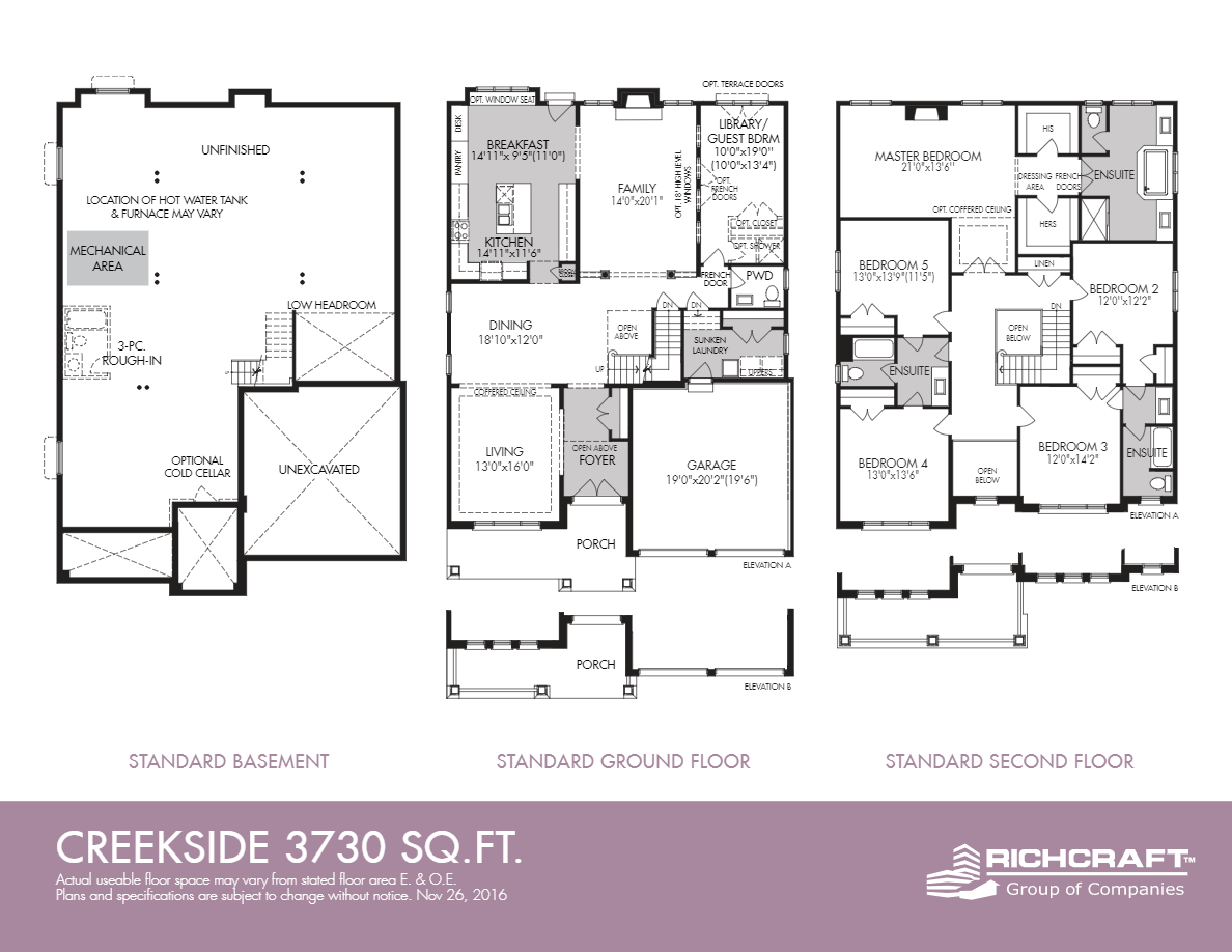 Creekside floor plan at Riverside South (Richcraft) in Ottawa, ON