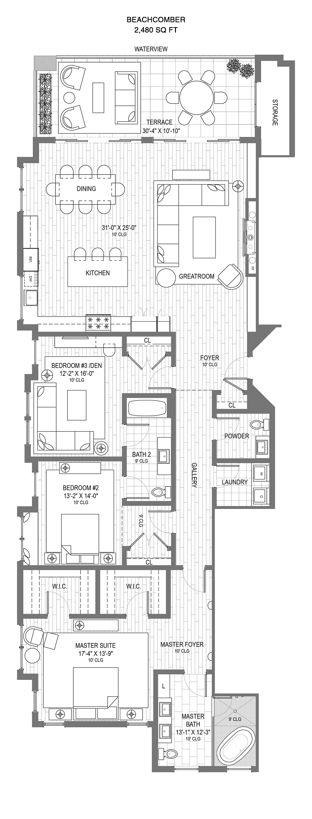 Beachcomber floor plan at WatermarkPointe in New Rochelle, NY