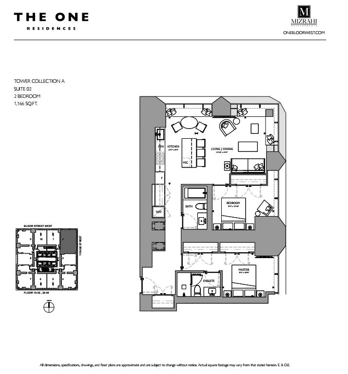 The One - 2 Floor Plan, Toronto ON | Livabl