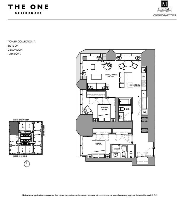 The One - 9 Floor Plan, Toronto ON | Livabl