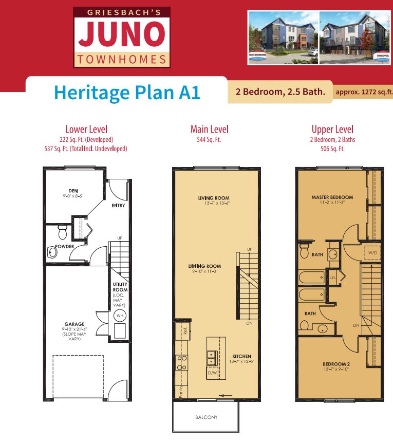 Juno Townhomes | A1 | Floor Plans and Pricing
