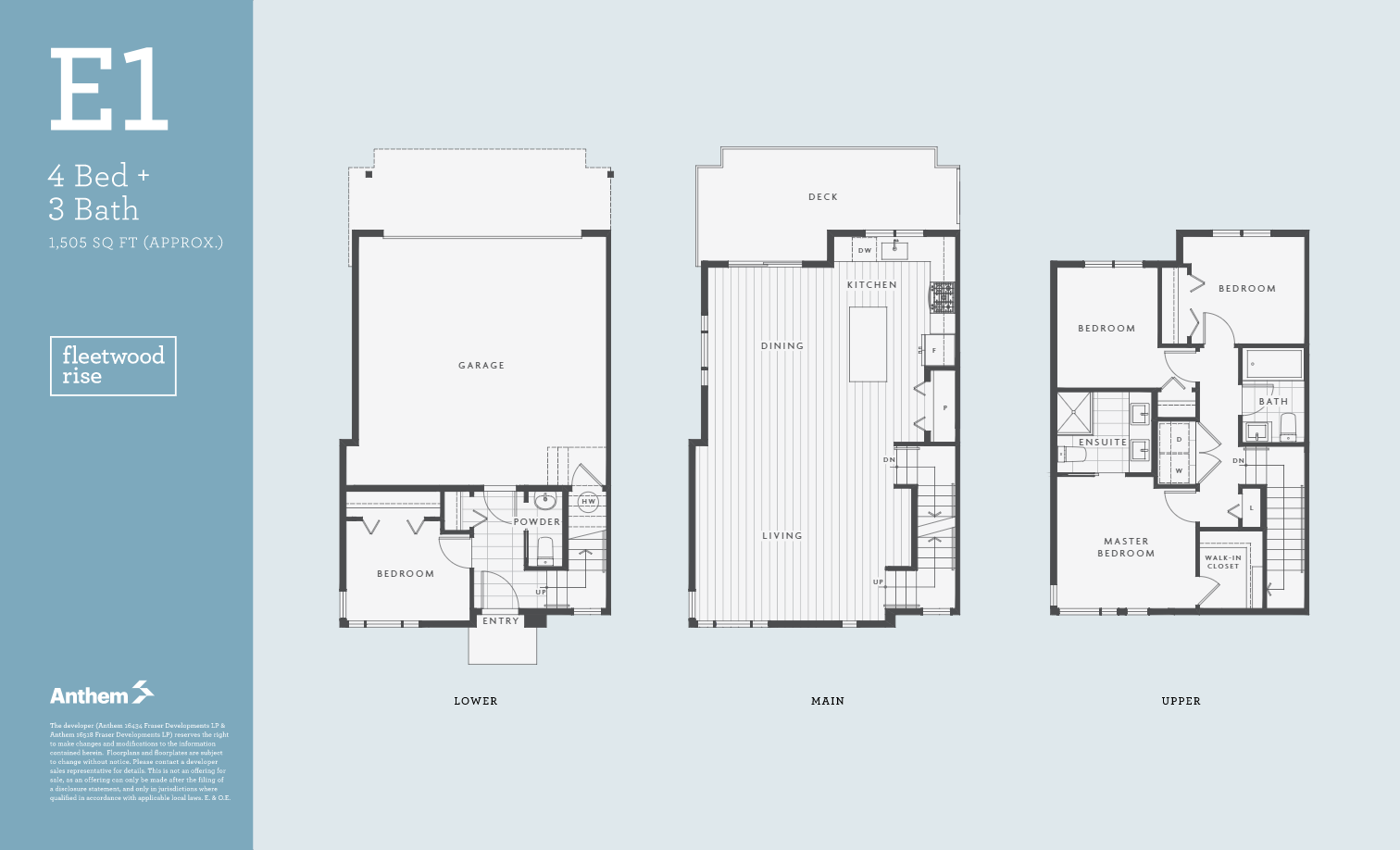 Fleetwood Rise - E1 Floor Plan, Surrey BC | Livabl