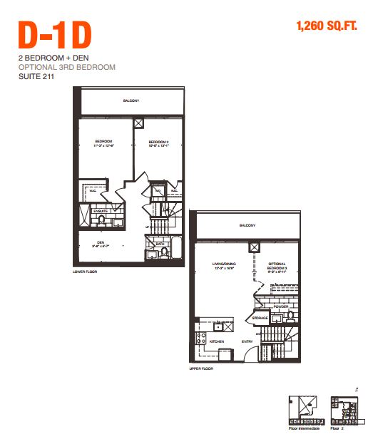 D1D floor plan at Empire Midtown in Toronto, ON